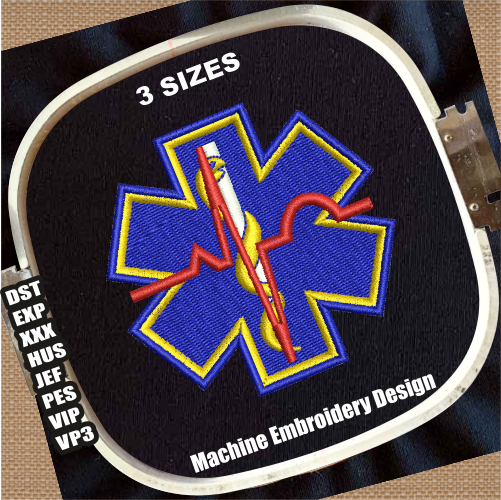 Emergency Medical Logo Embroidery Patterns | EMT Symbol Embr - Inspire ...