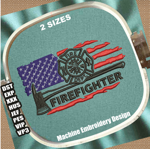 Firefighter Flag Embroidery Patterns | Firefighter Logo Mach - Inspire ...