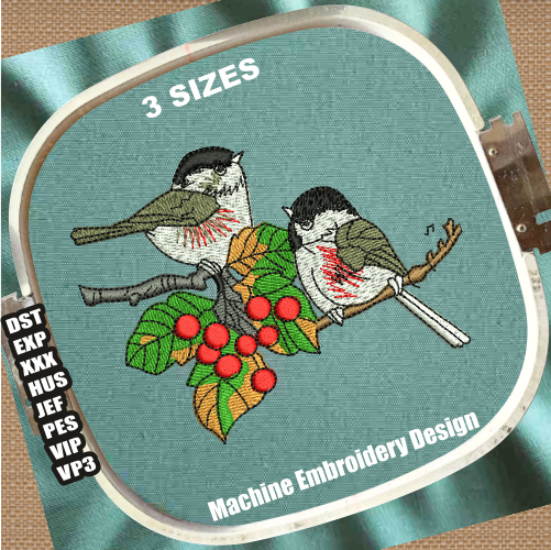 Sparrow on Tree Embroidery Designs | Two Sparrow Embroidery | Inspire ...
