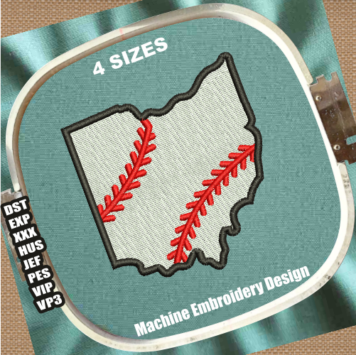 Baseball Ohio State Map Embroidery Designs | Ohio Softball B | Inspire ...