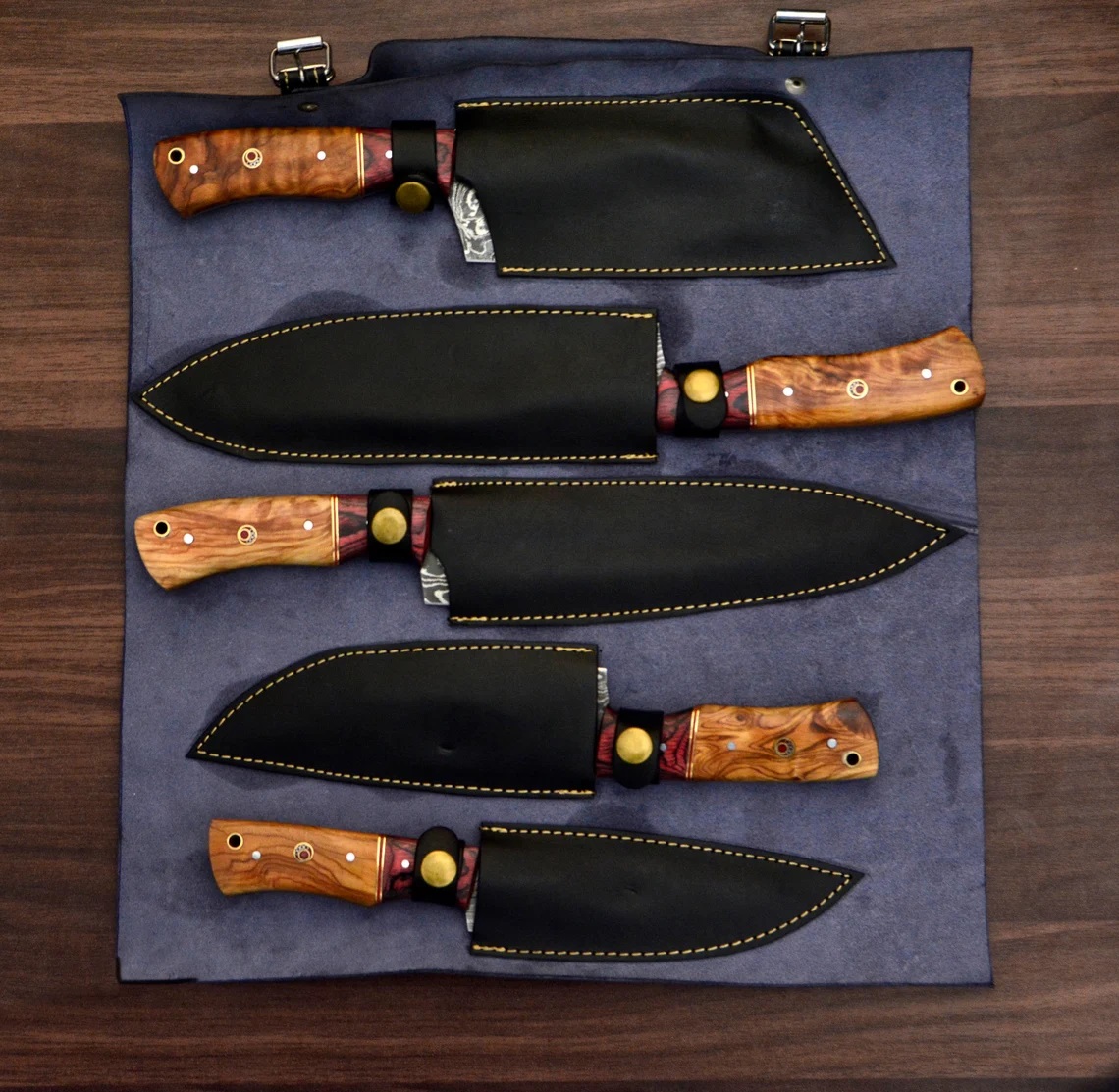 Handmade Damascus kitchen knife set | chef set | Custom Hand | Inspire ...