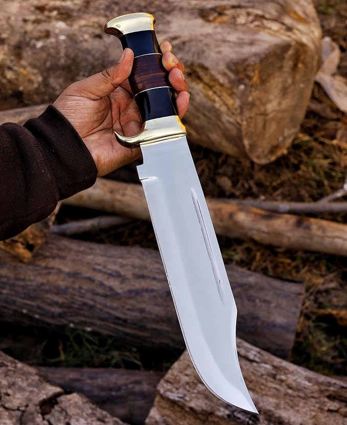 15 Inch Large Handmade Crocodile Dundee Bowie Knife with Lea | Inspire ...