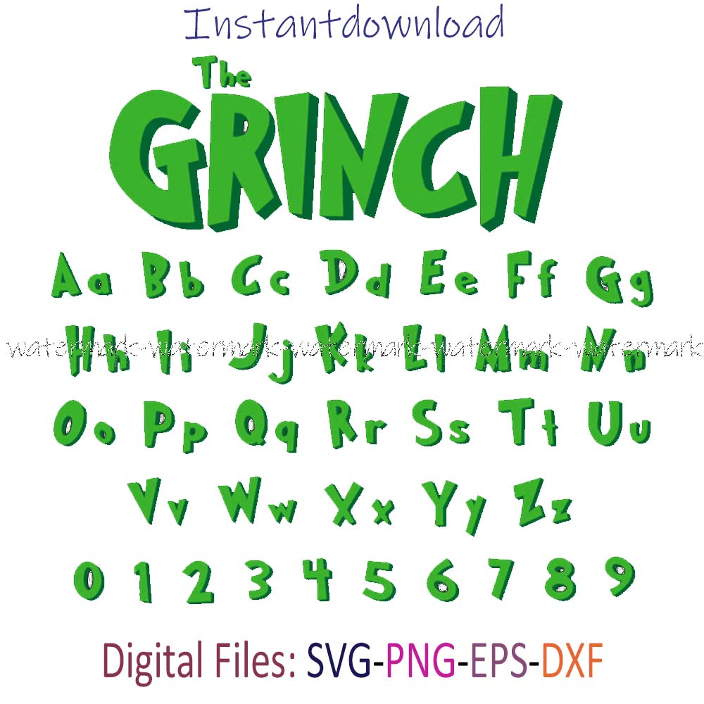 Grinch Font SVG, Grinch Alphabet svg, Grinch svg, Grinch Fon - Inspire ...