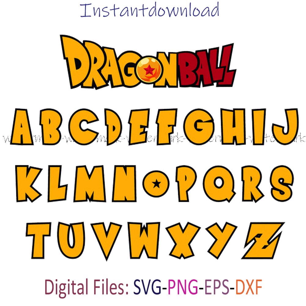 Dragon Ball Font SVG, Dragon Ball Font png, Instantdownload - Inspire ...