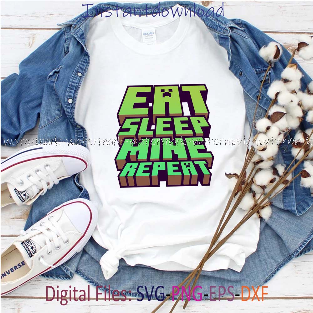 Eat Sleep Minecraft Svg, cricut, png for shirt, Instantdownl | Inspire ...