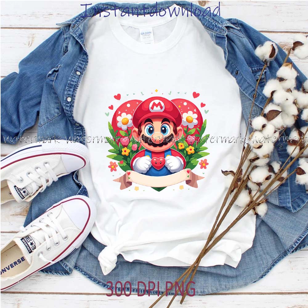 Mario Heartfelt Greeting PNG, Instantdownload | Inspire Uplift