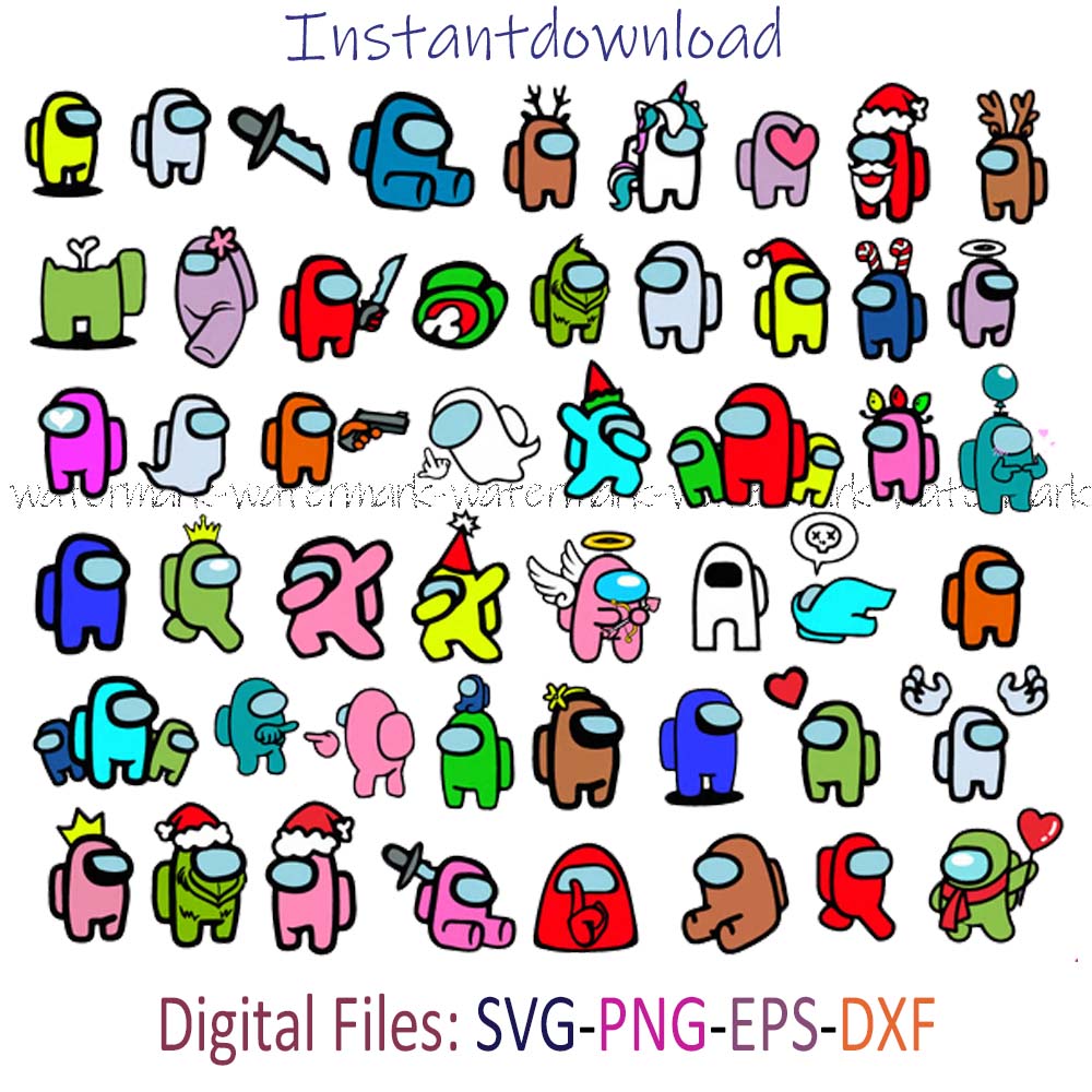 Among Us Bundle, Among Us SVG Black And White, Among Us Silh | Inspire ...