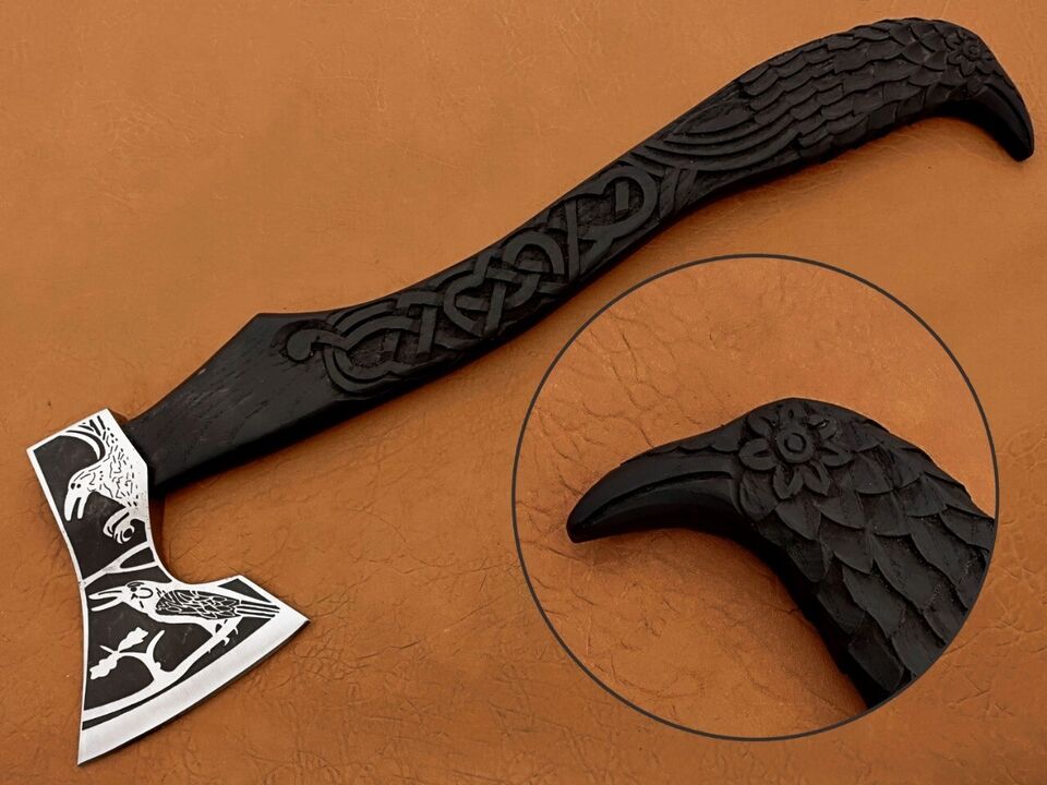 Crafted Stainless Steel Carved Axe with Leather Sheath | Inspire Uplift