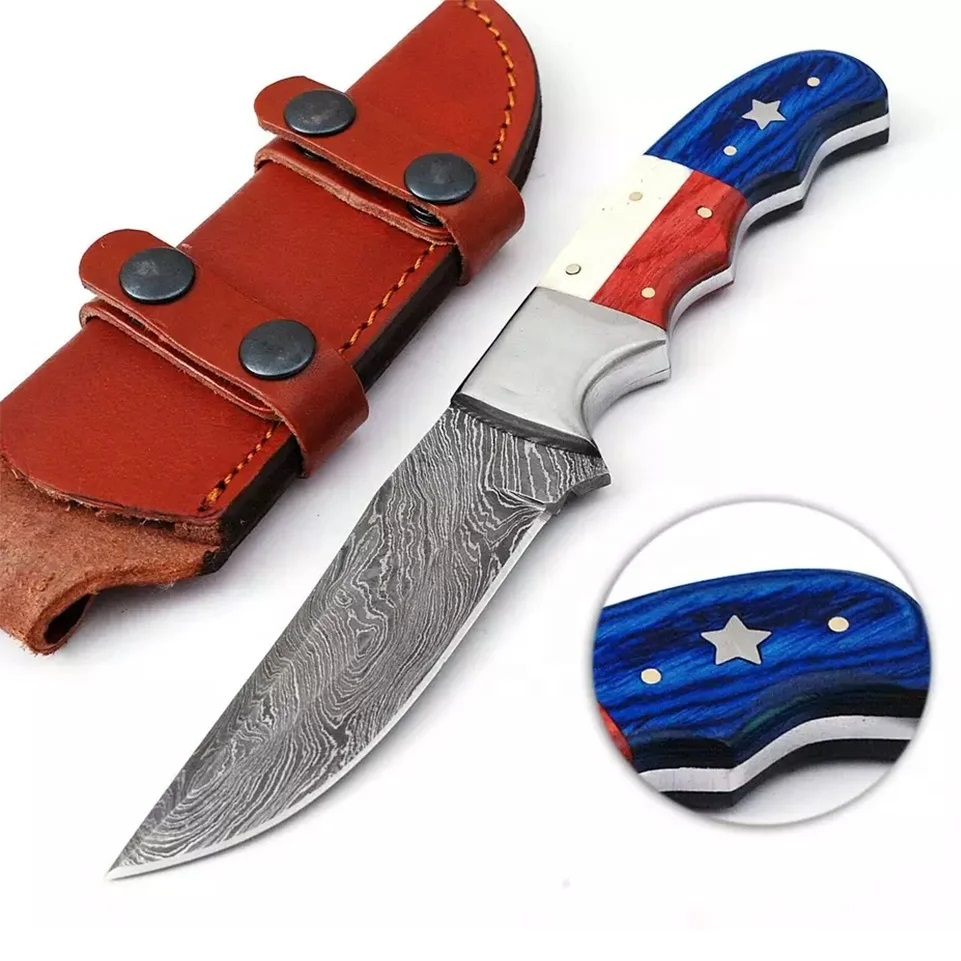 Handmade Forged Damascus Steel Hunting Knives Texas Flag Han | Inspire ...