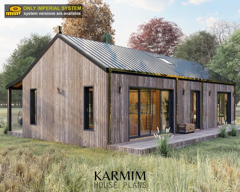 20x44 Modern Barndominium 2 Bedroom Architectural Plans | Inspire Uplift
