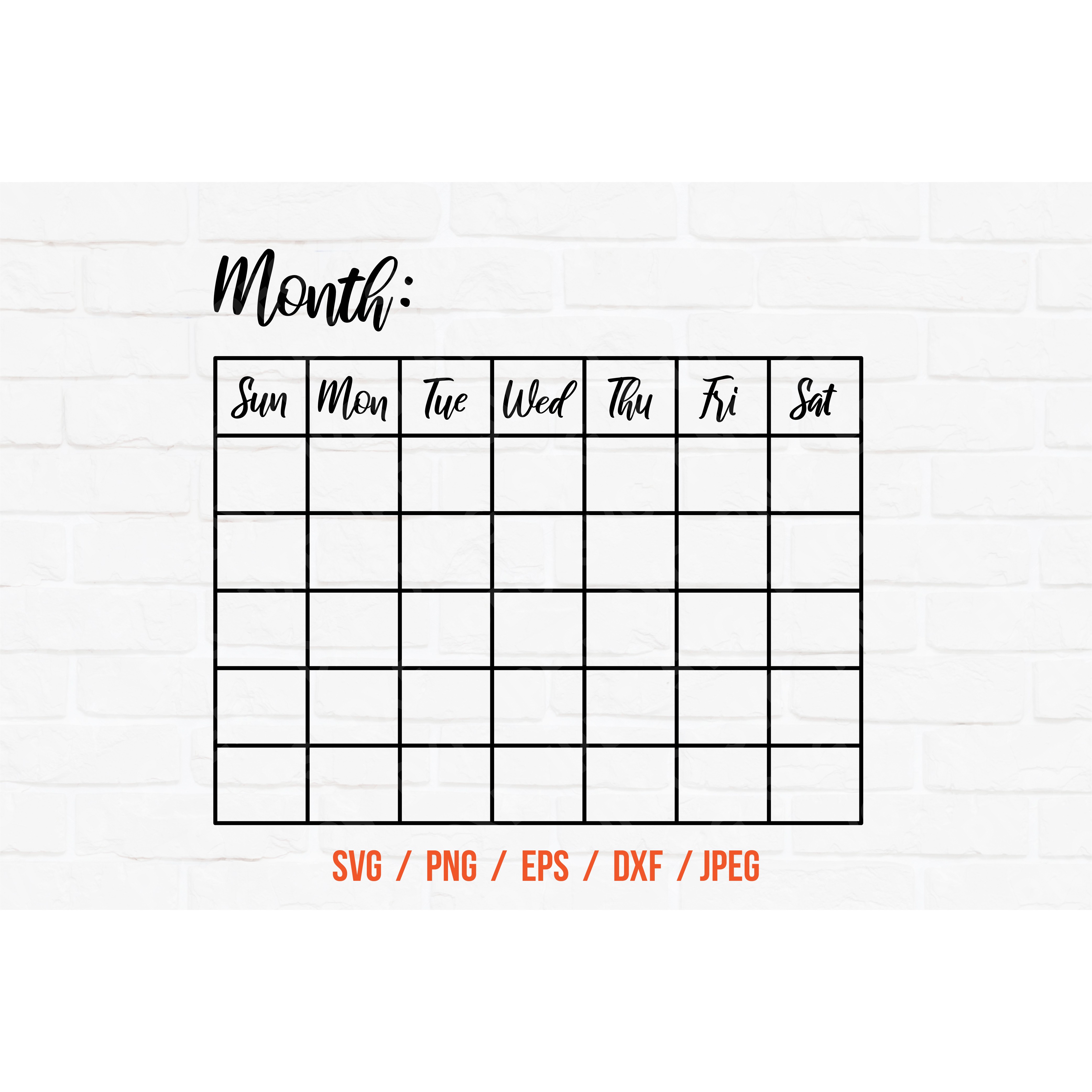 Calendar Svg, Home Office Decor, Monthly Calendar Cut File, | Inspire ...