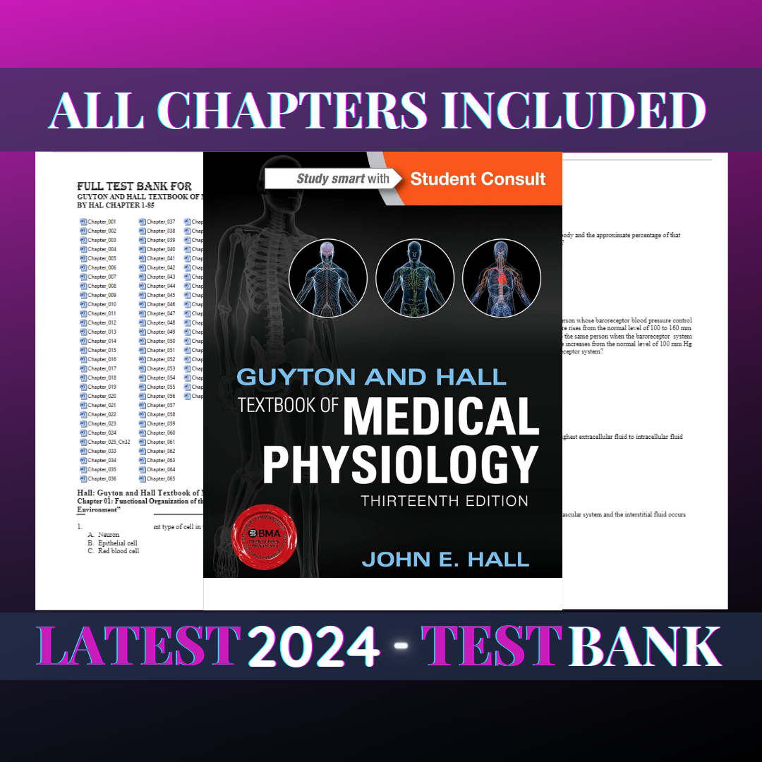 Test bank Guyton And Hall Textbook Of Medical Physiology 13t - Inspire ...
