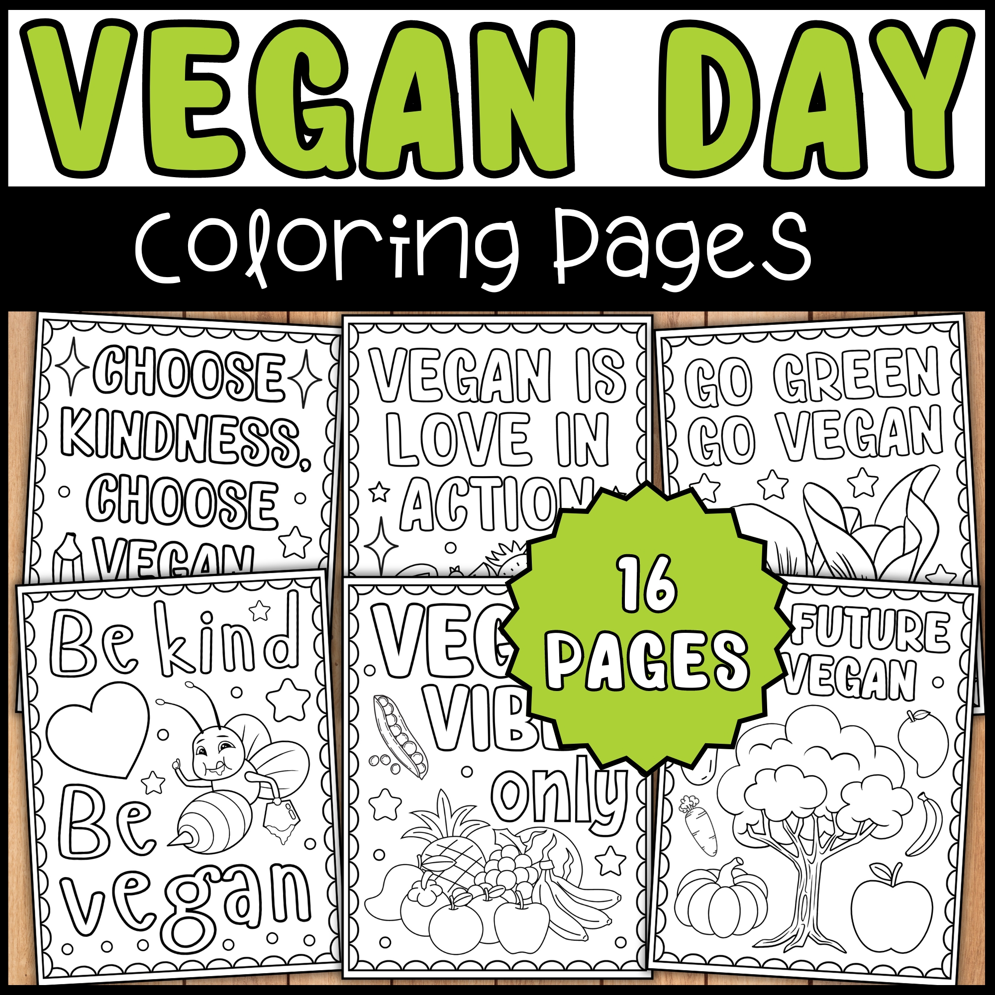 World Vegan Day Coloring Pages | Vegetarian Coloring Sheets | Inspire ...