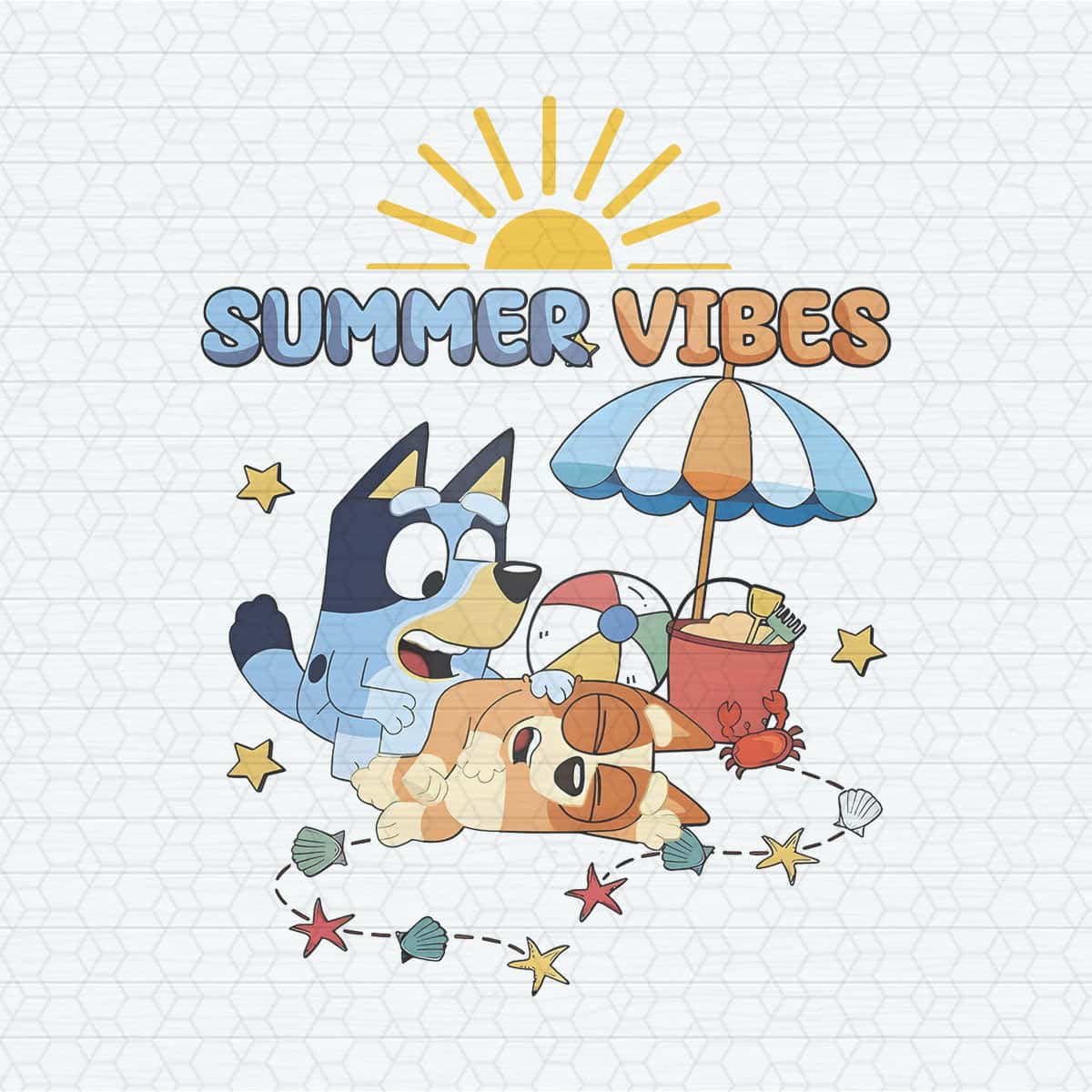 Summer Vibes Funny Bluey Bingo On Beach PNG | Inspire Uplift