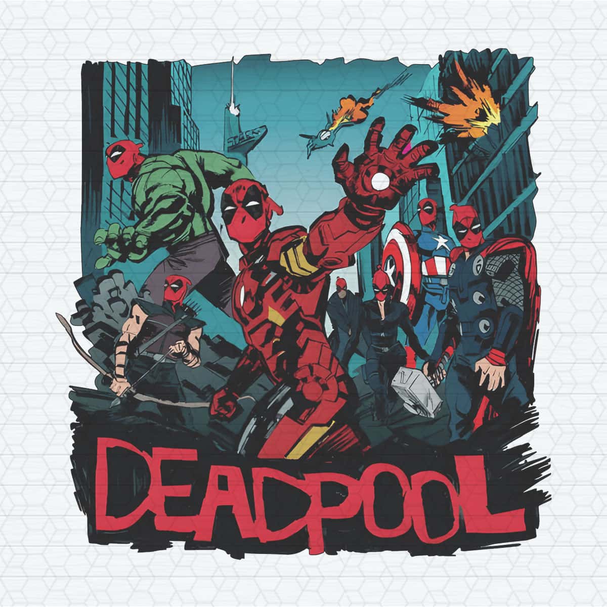 Retro Deadpool Avengers Superhero PNG | Inspire Uplift