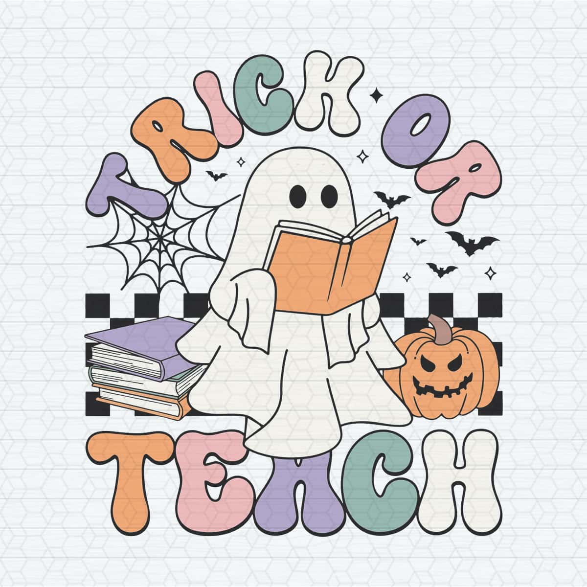 Checkered Trick Or Teach Spooky Teacher SVG | Inspire Uplift