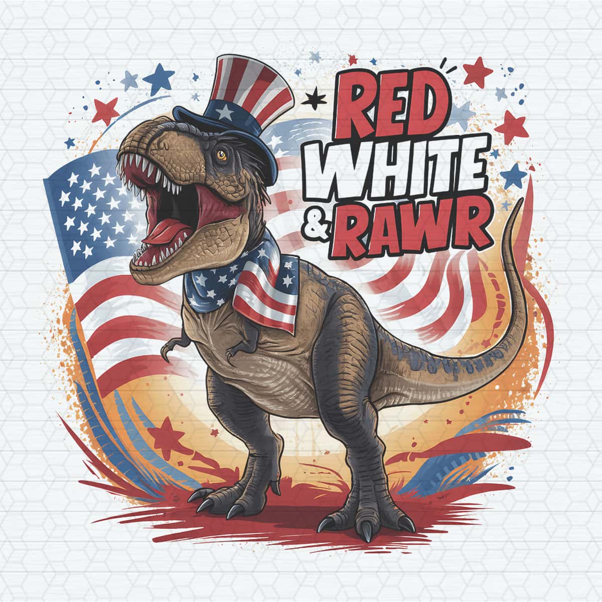 Tyrannosaurus Rex Red White And Rawr PNG | Inspire Uplift