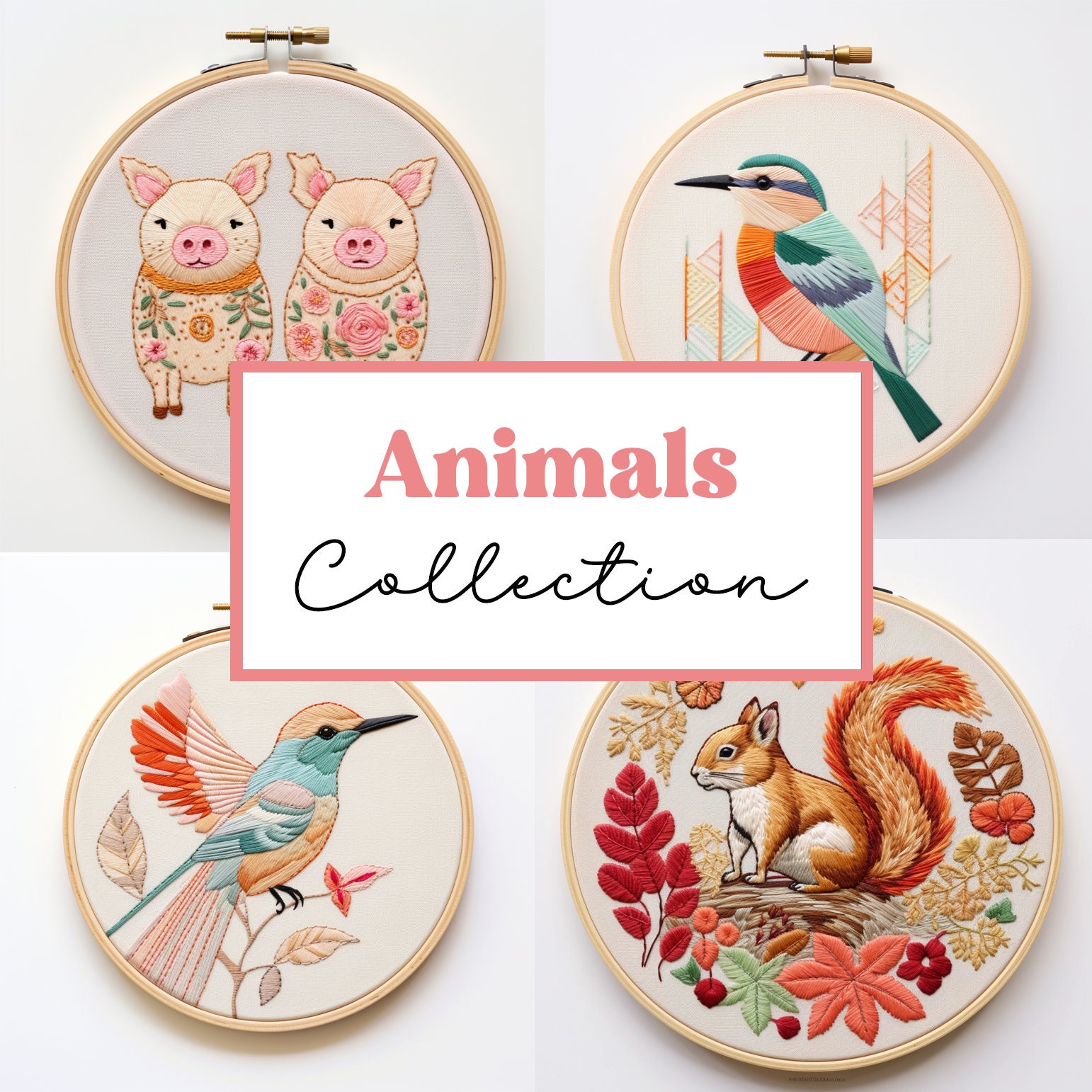 Animals Embroidery Patterns, Frames collection, Embroidery t | Inspire ...
