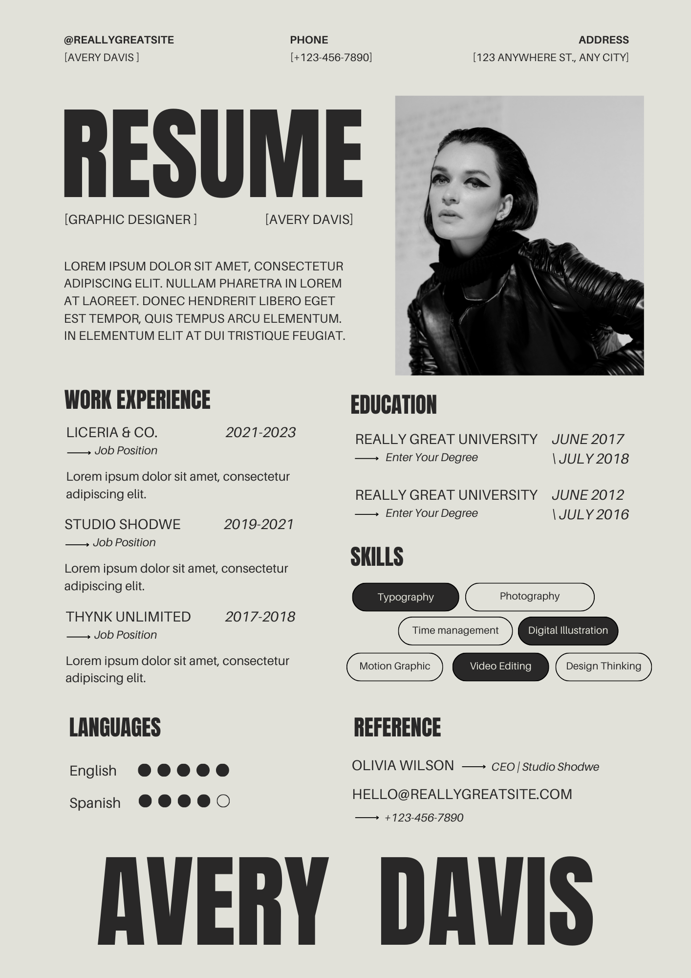 Beige Bold Graphic Designer CV Resume Template | Attractive | Inspire ...
