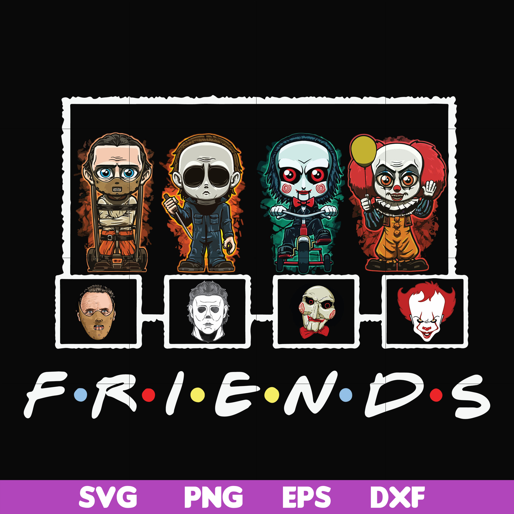 Scary Friends Horror svg, Halloween svg, png, dxf, eps digit | Inspire ...