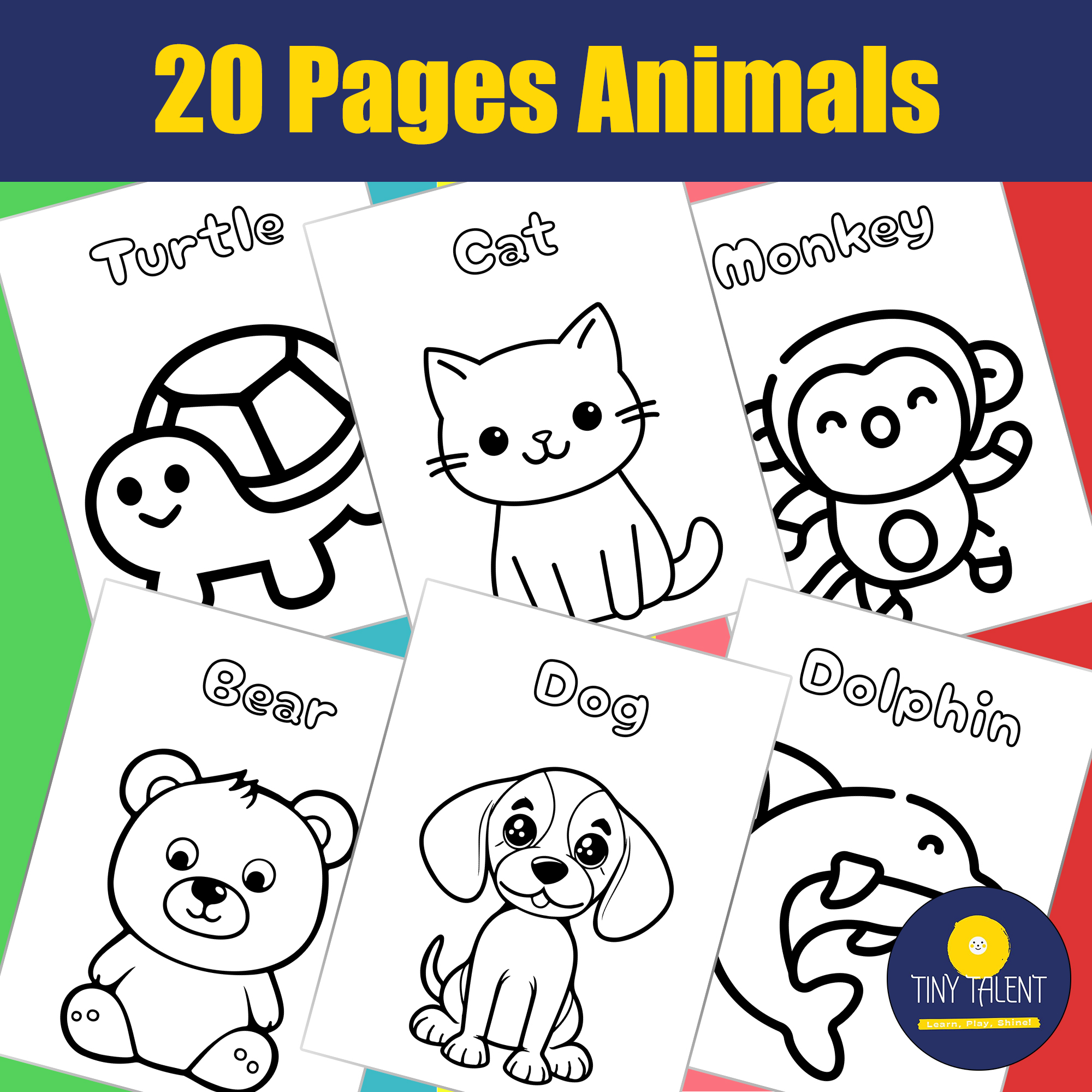 Simple Coloring Safari Animals Printable Pages | Toddlers Ea | Inspire ...