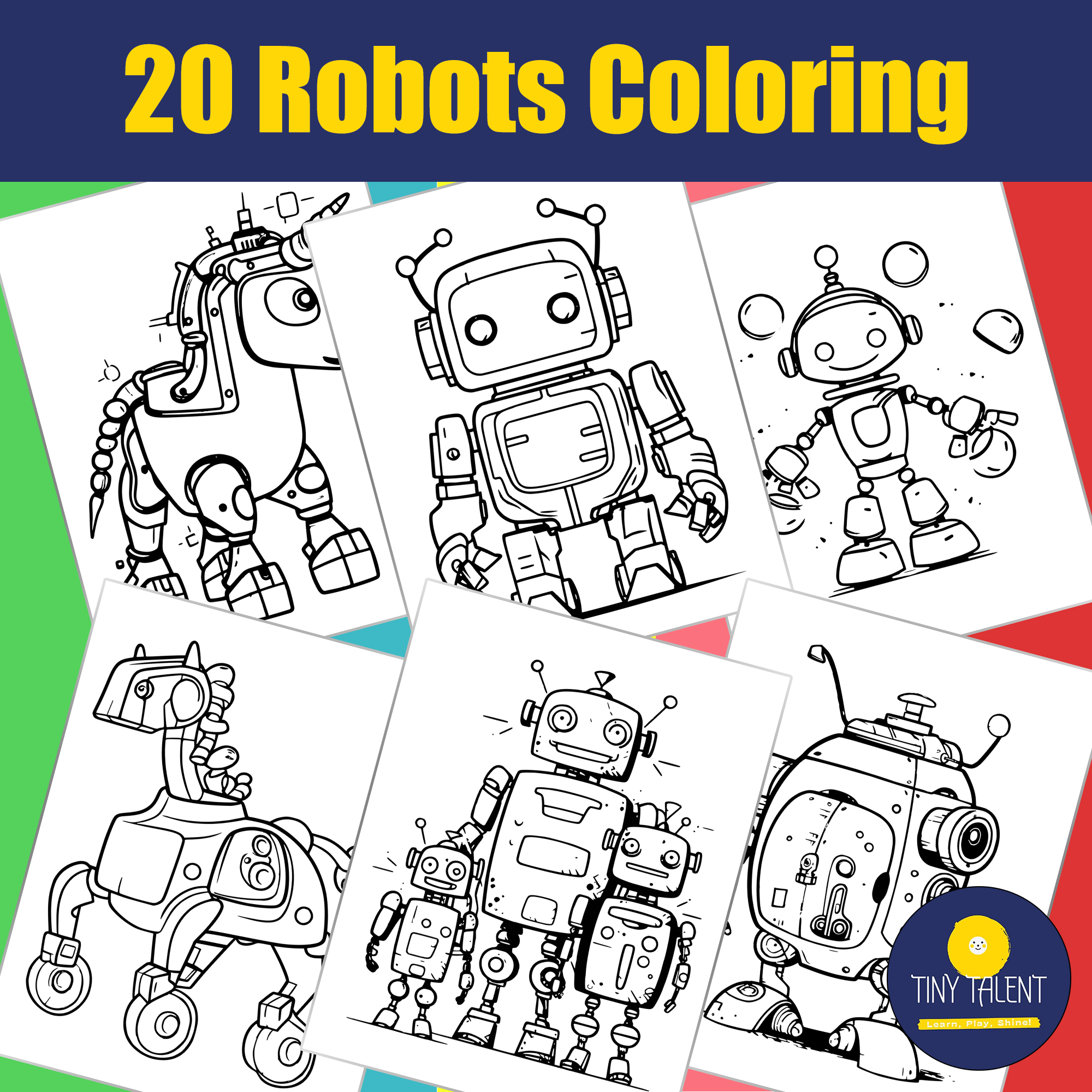 Cute Robots Coloring Pages for Children | Kids Simple Colori | Inspire ...
