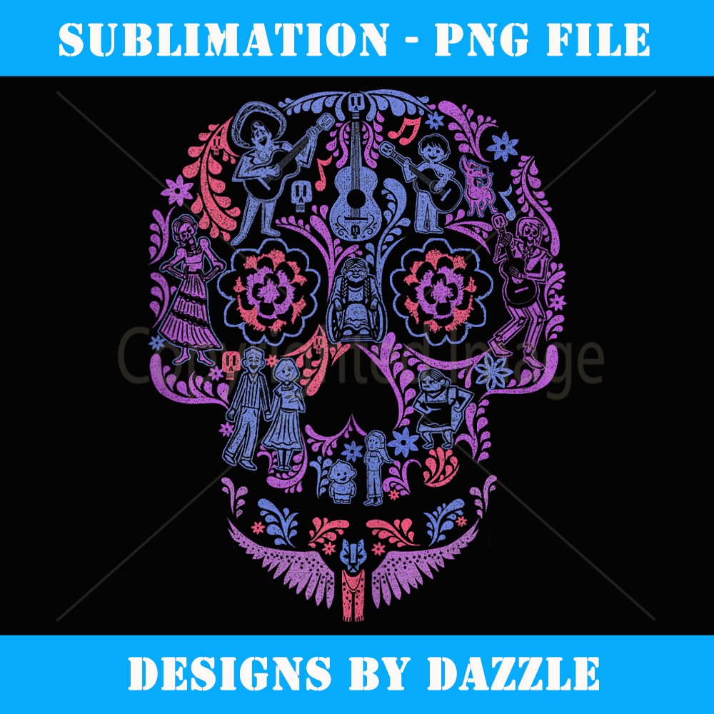Disney Pixar Coco Floral Skull Story - PNG Transparent Subli - Inspire ...