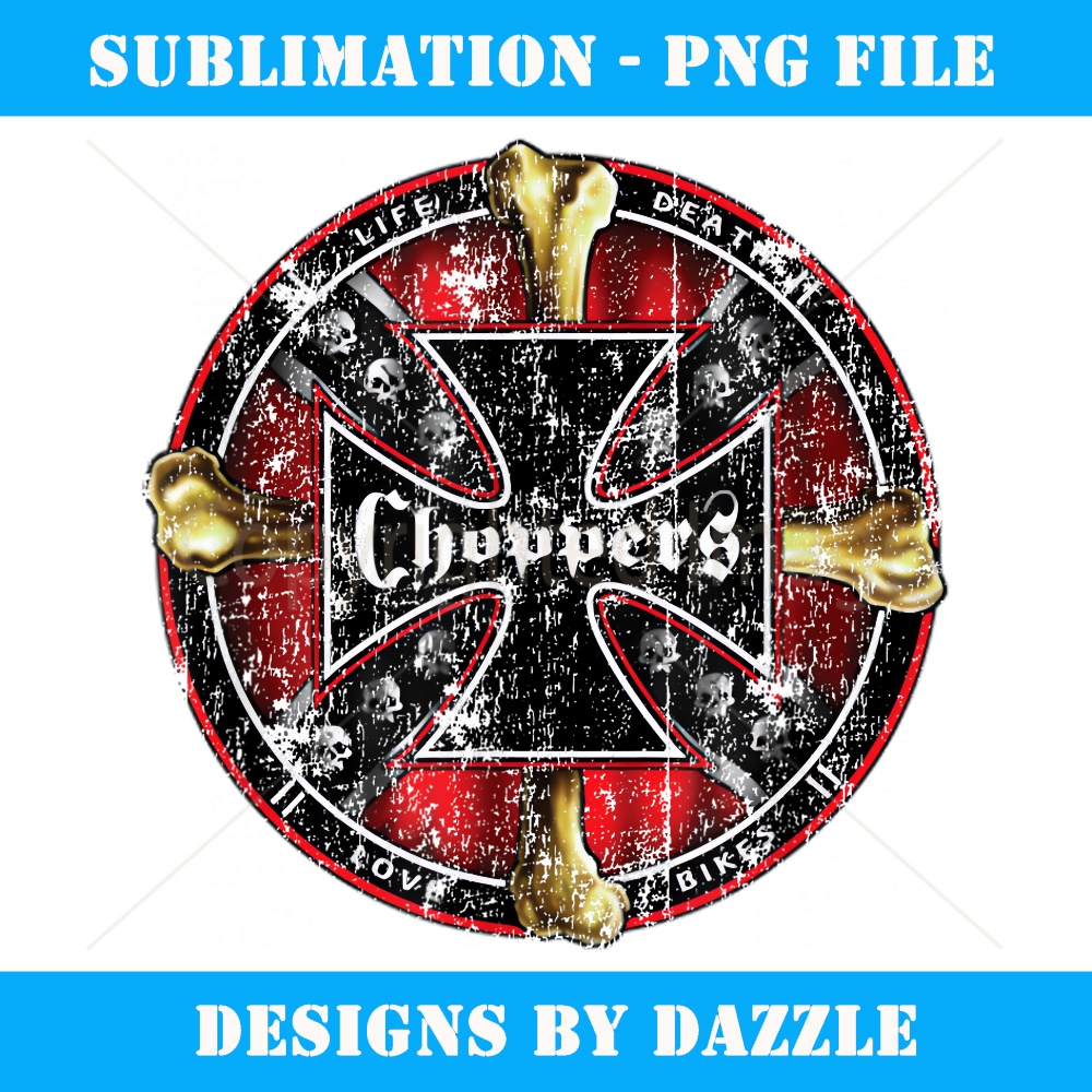 Choppers Iron Cross Life Death Love Skulls Vintage Biker - P | Inspire ...