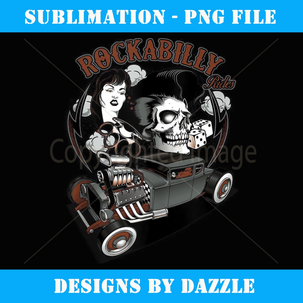 Rockabilly Rat Rod Skull Hot Rod Pinup Model - Instant PNG S | Inspire ...