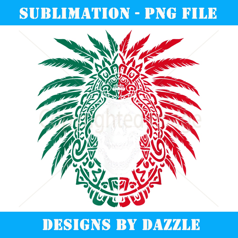 Mexico Flag Aztec Warrior Skull Hecho En Mexico Calavera - T | Inspire ...