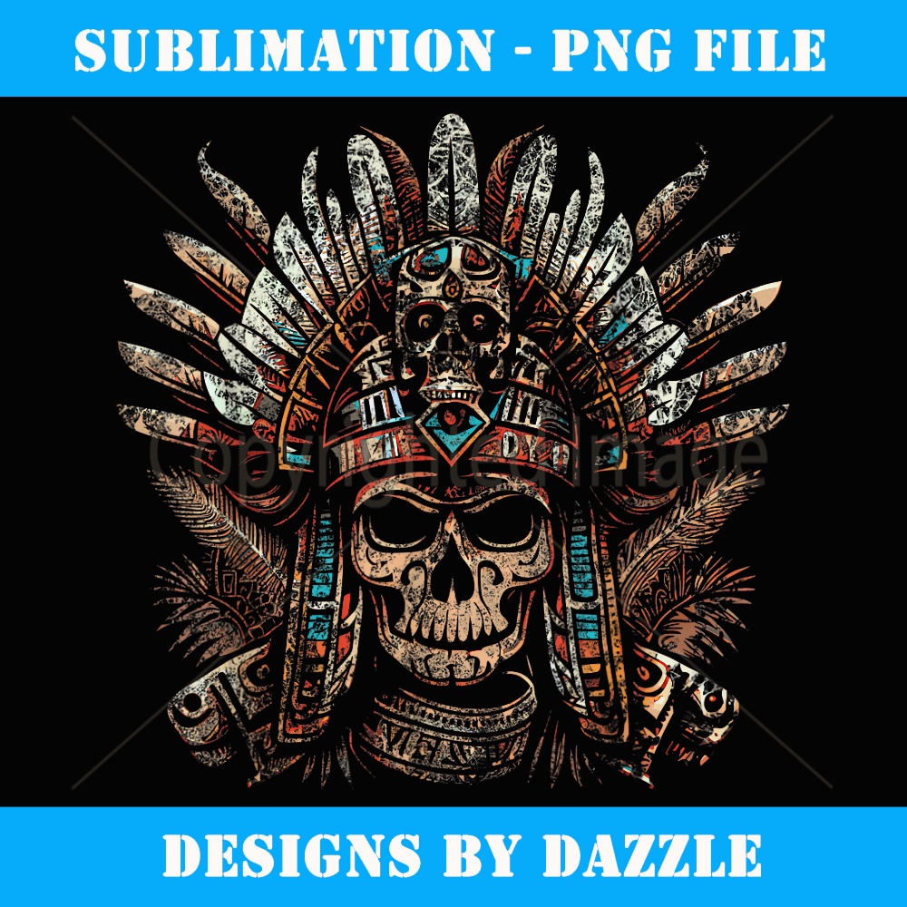 Vintage Distressed Mictlantecuhtli Aztec God Of Death Skull | Inspire ...