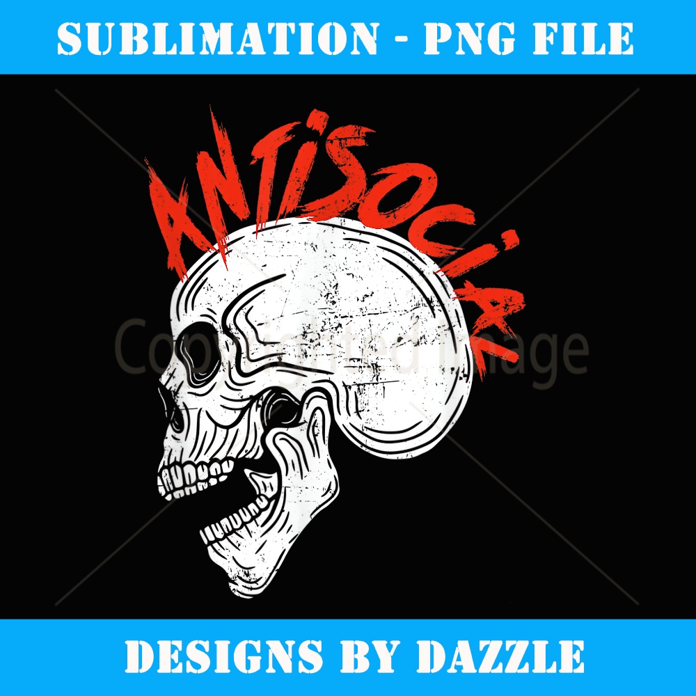 Punk Rocker Skull Head With Antisocial Lettering As Mohawk - | Inspire ...