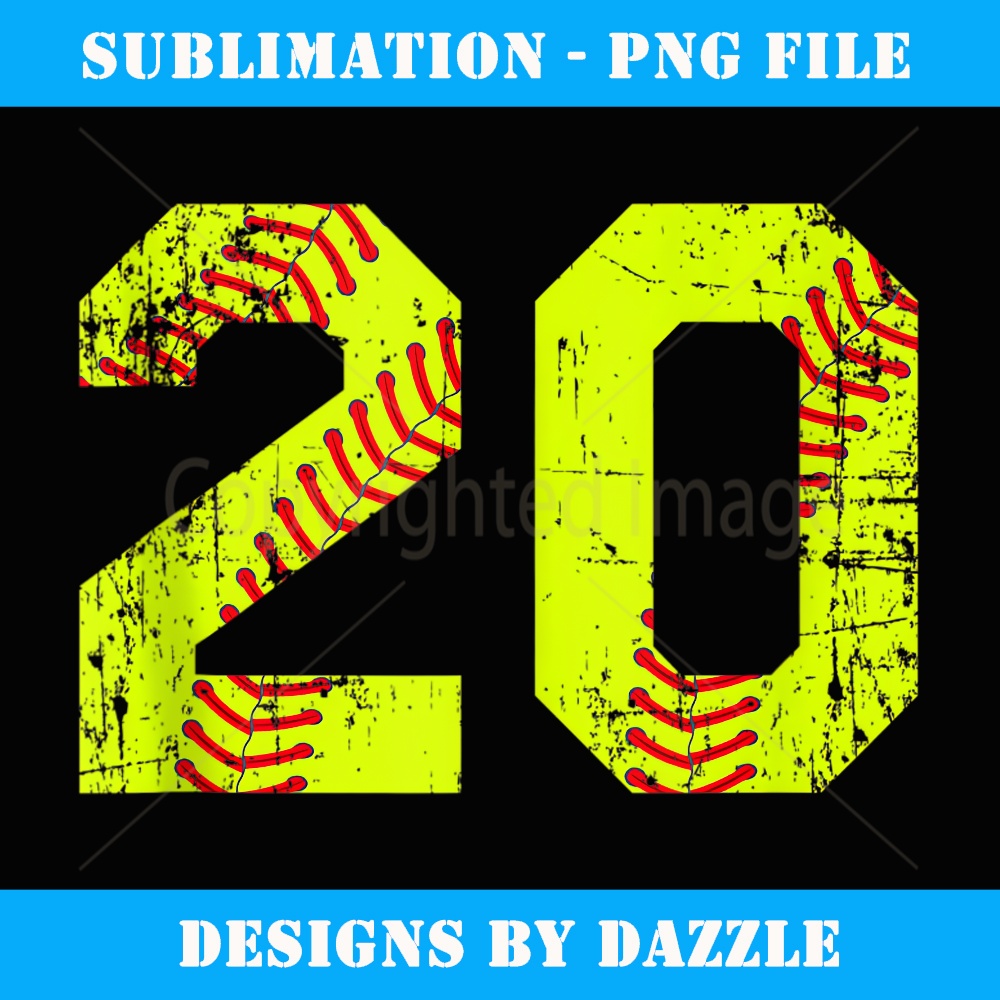 Vintage Softball 20 Jersey Number - Trendy Sublimation Digit | Inspire ...