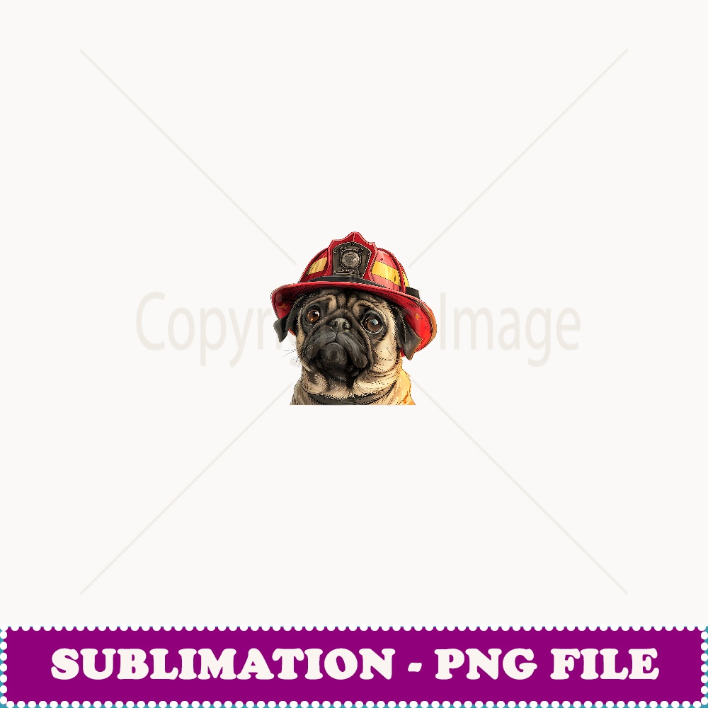 Pug Firefighter Hat Fireman Dog - Digital Sublimation Downlo | Inspire ...