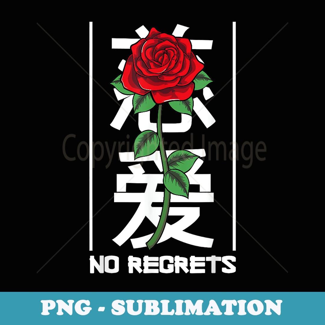 Japanese Kanji Flower Rose Japan No Regrets Aesthetic Edgy - | Inspire ...