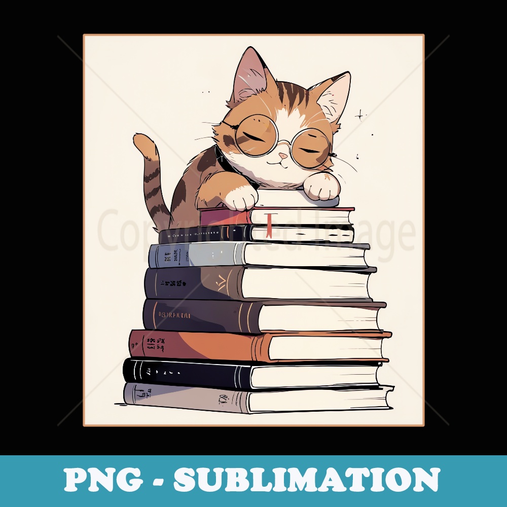 Cute Nerd Cat on top of Books Book and Cat Lover Reading - P | Inspire ...