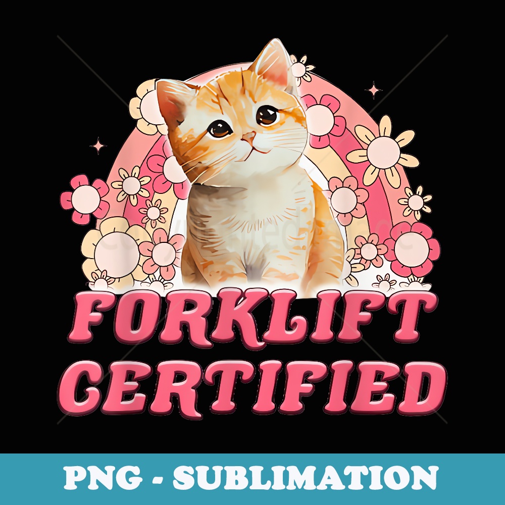 Forklift Certified, cat Forklift Certified - Retro PNG Subli | Inspire ...