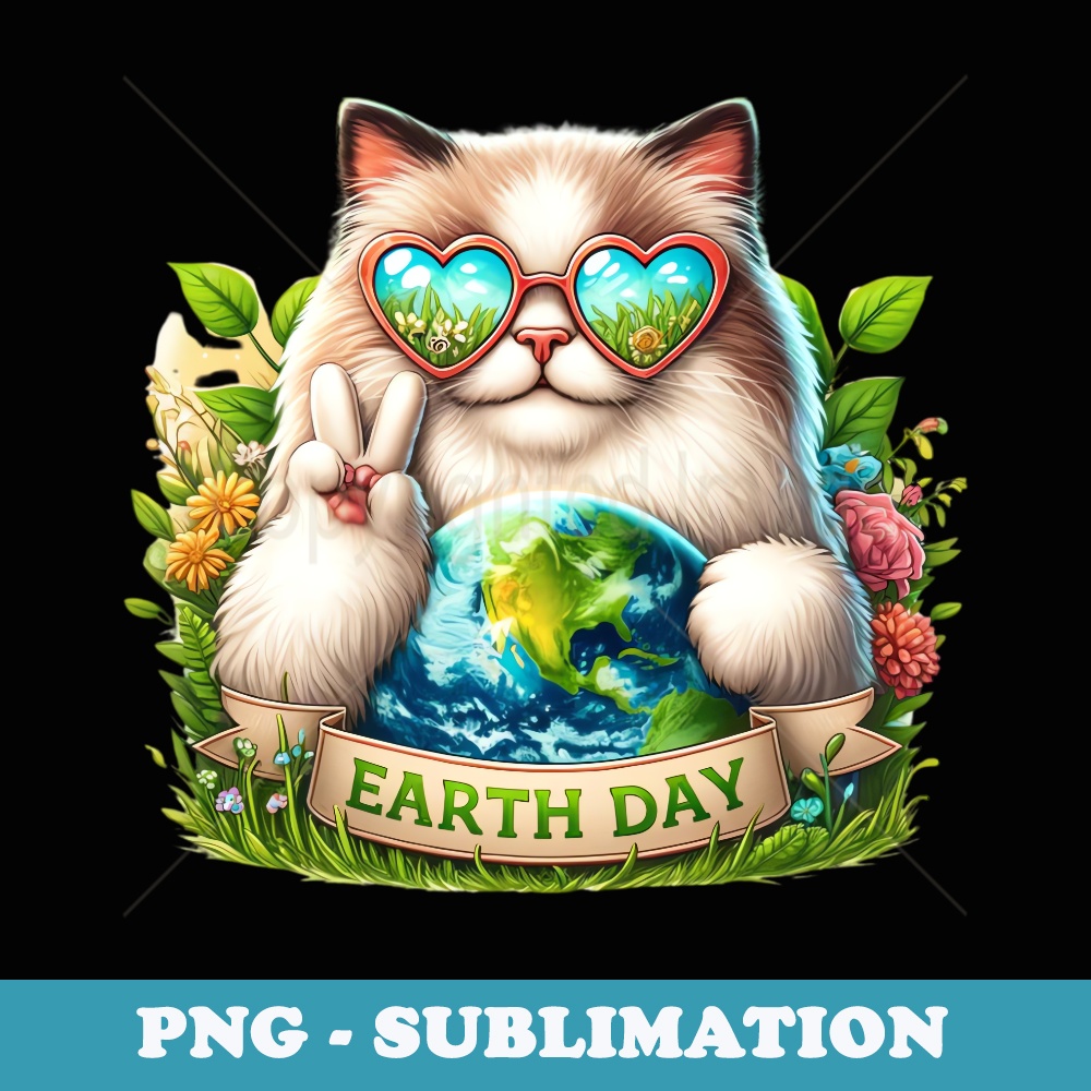 Earth Day Peaceful Cat Nature Lover Happy Cat Earth - Vintag | Inspire ...