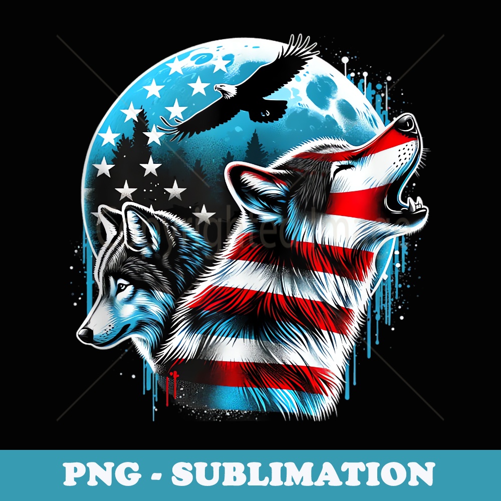 Wolf 4th Of July American Flag USA Wolf Howling At The Moon | Inspire ...
