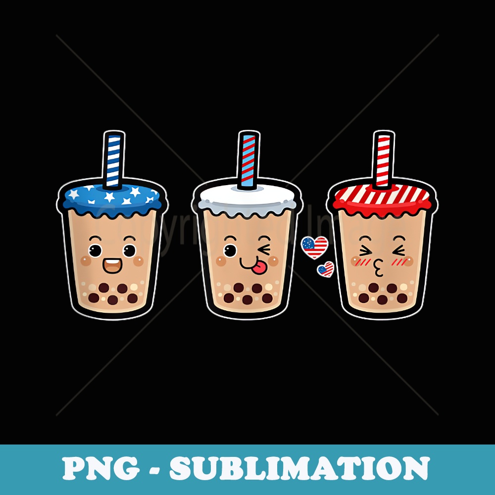 Kawaii Boba Tea Lover Red White Blue Patriotic American Flag | Inspire Uplift