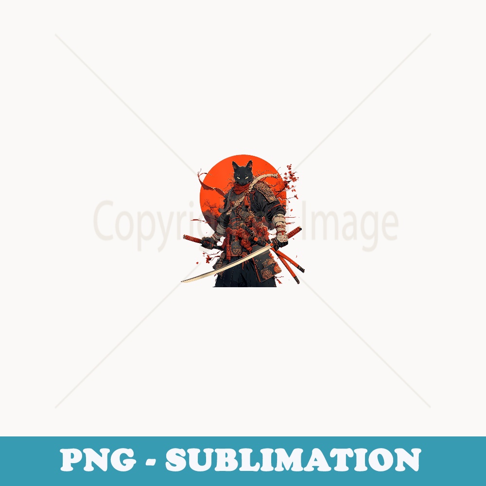 Japanese Art Cat Ninja Ukiyo-e Anime Style Samurai Cat - PNG | Inspire ...