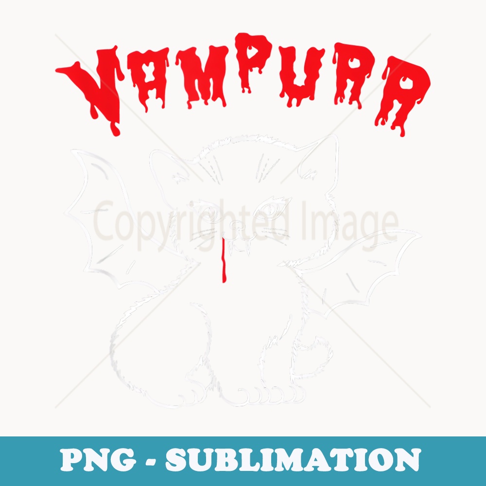 Vampire Kitten Vampurr with Bat Wings, Fangs and Blood Drip | Inspire ...