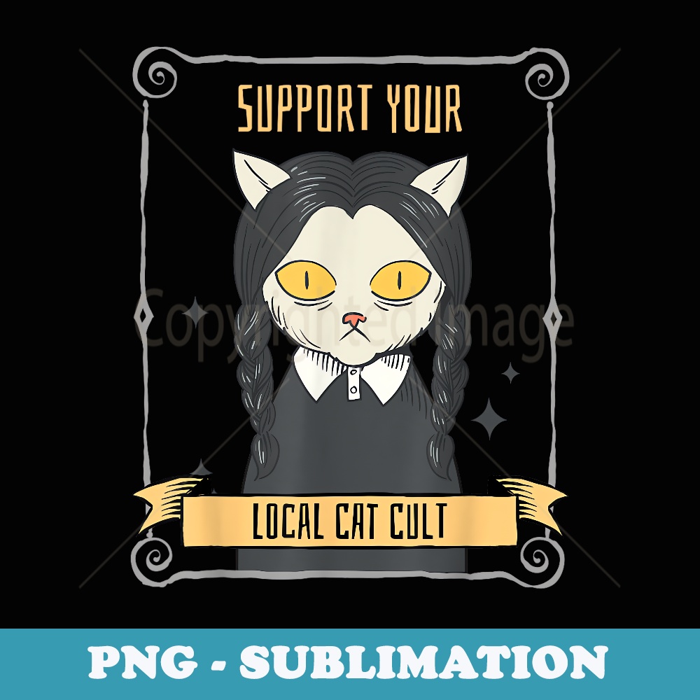 Support Your Local Cat Cult - Retro Gothic Occult Nun Cat | Inspire Uplift