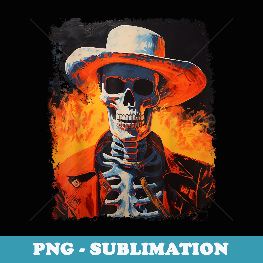 Pop Art Flaming Skeleton Cowboy - PNG Sublimation Digital Do | Inspire ...
