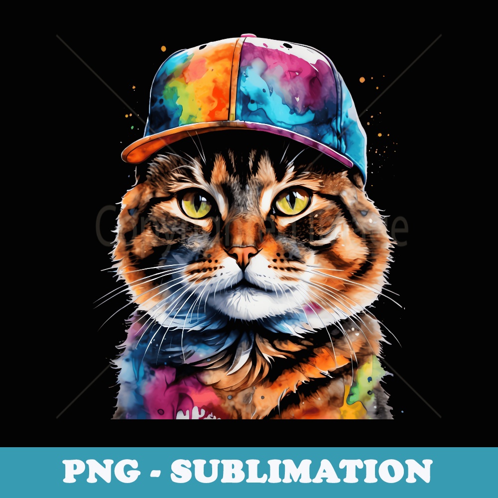 Cat Snapback Cap Colorful Funny Animal Art Print Graphic - P | Inspire ...