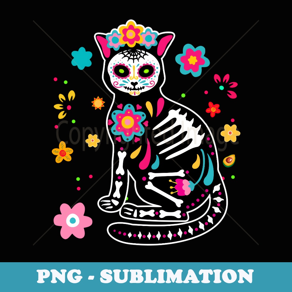 Cat Dia De Los Muertos Day of The Dead El Gato Sugar Skull - | Inspire ...