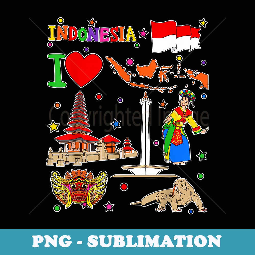 I love Indonesia. Hand drawn Indonesian elements, flag, map | Inspire ...
