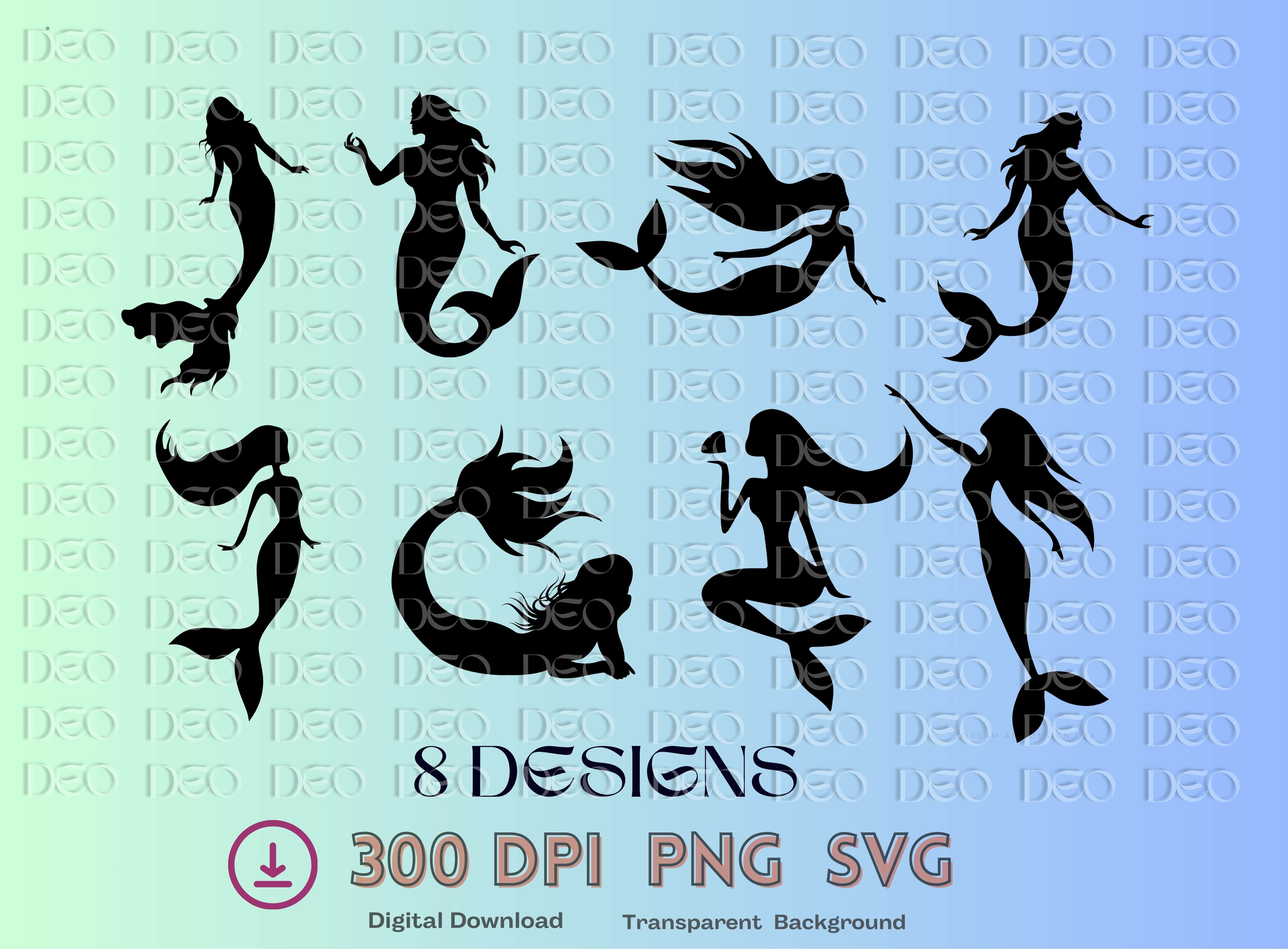 Mermaid SVG Bundle, Mermaid Svg, Clam Shell Svg, Mermaid Png | Inspire ...