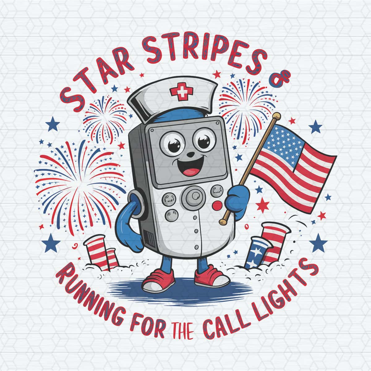 Nurse Remote Stars Stripes And Running For Call Lights PNG | Inspire Uplift