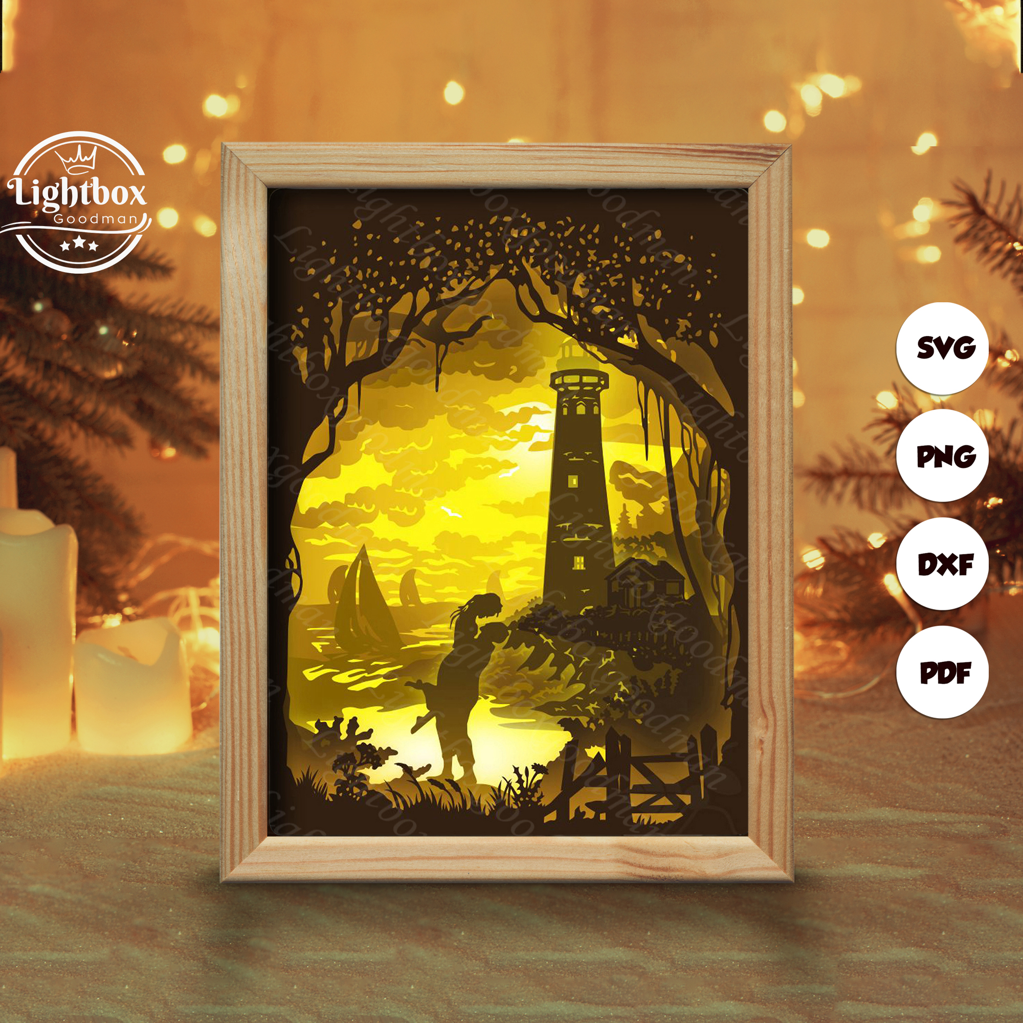 Lighthouse 3 Paper cut light box template, shadow box, 3D pa - Inspire ...